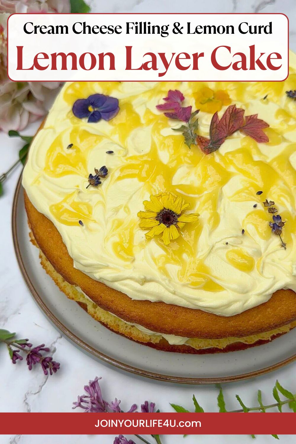 Easy Lemon Layer Cake with Cream Cheese Frosting